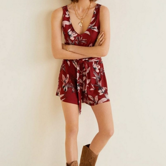 Mango | Pants & Jumpsuits | Mango Flower Printed Romper | Poshmark